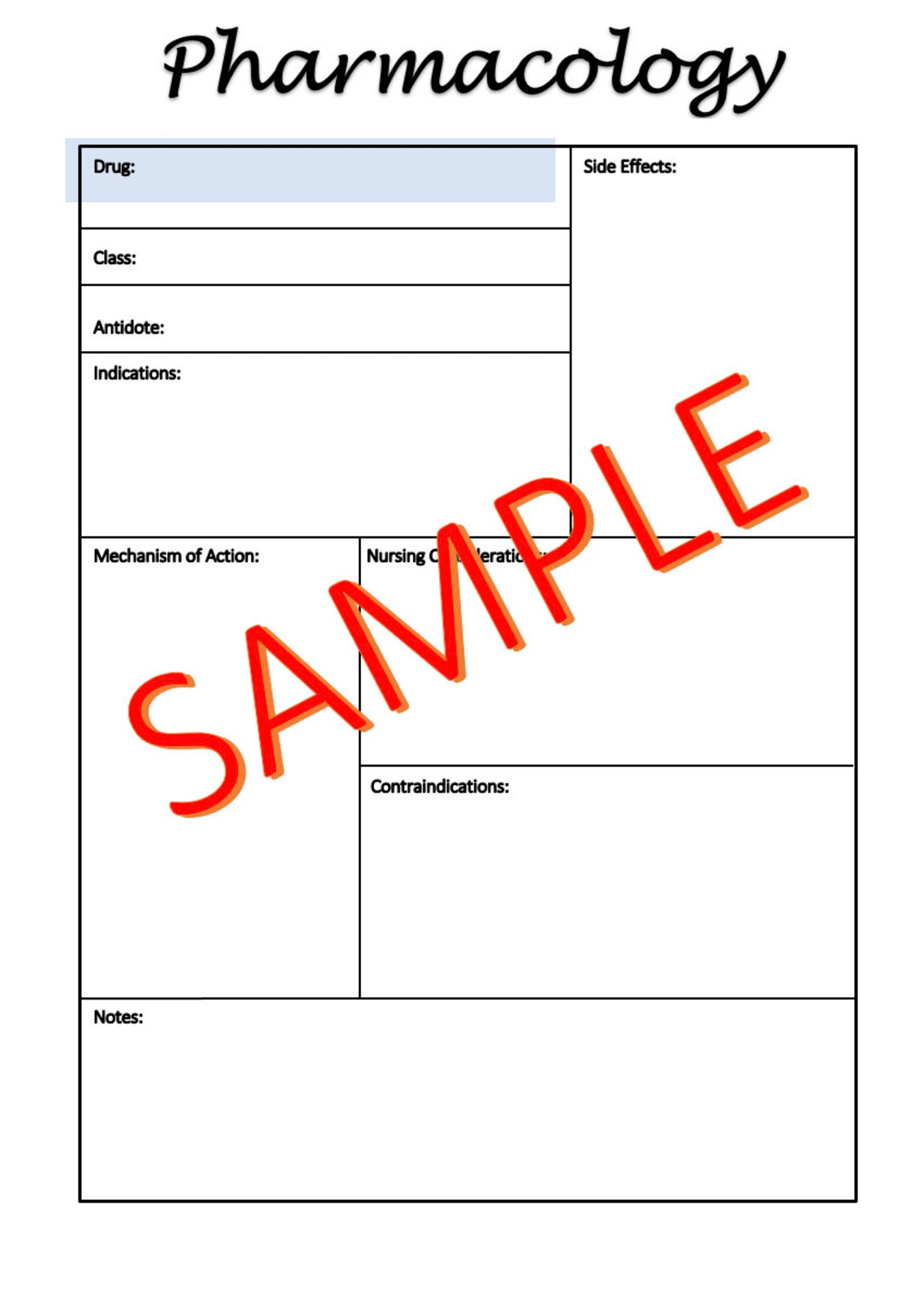 Nurse Pharmacology Study Sheets PDF Digital Download - Etsy