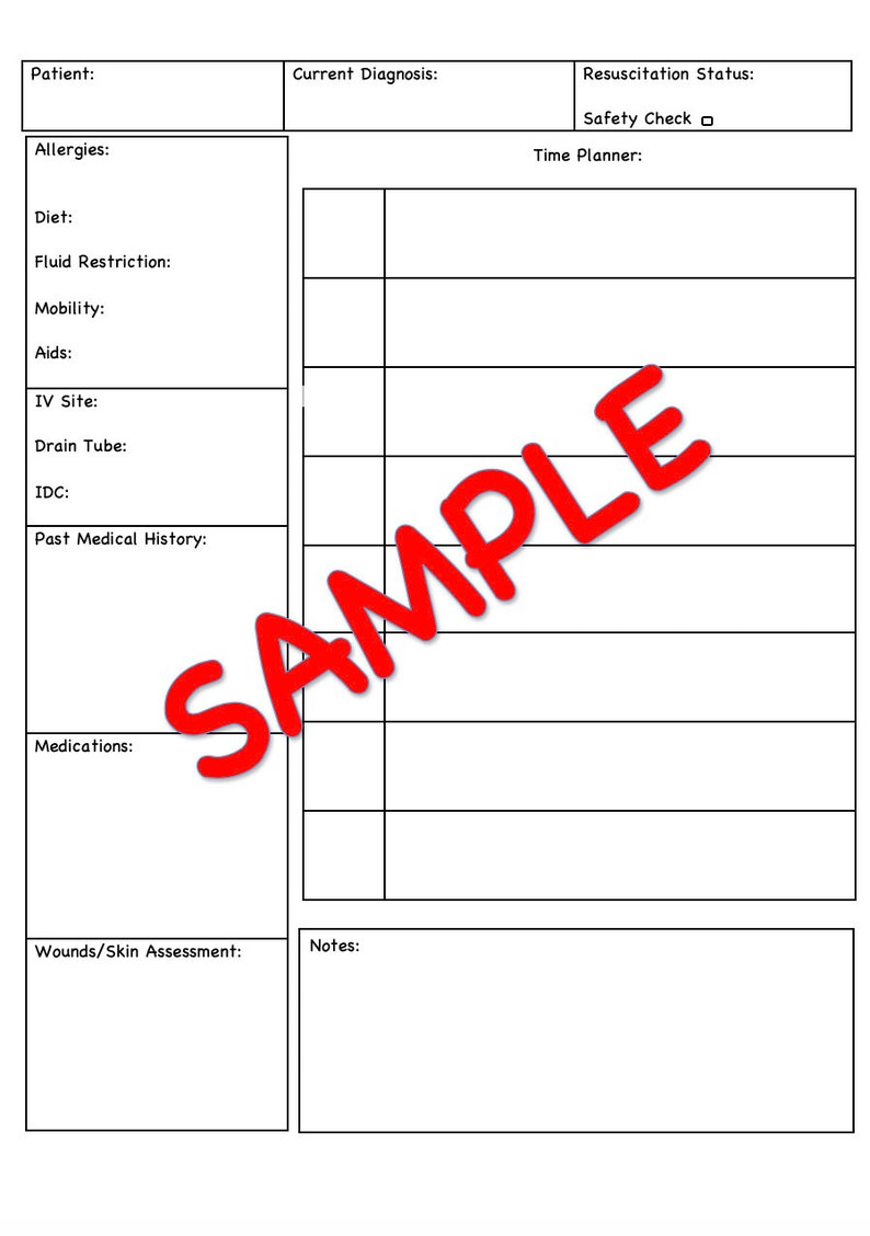 Nurse Shift Planners/brain Sheets PDF Digital Download - Etsy