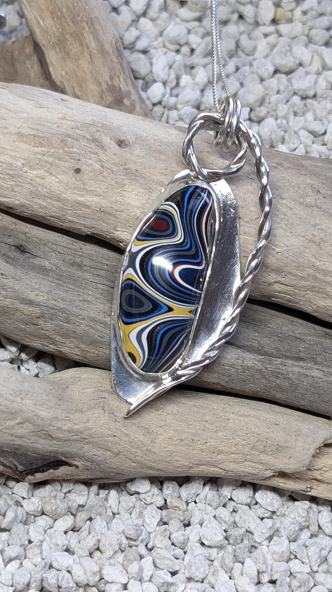 Fordite From Ford Mustang Mach E Pendant Necklace, Set in Sterling ...