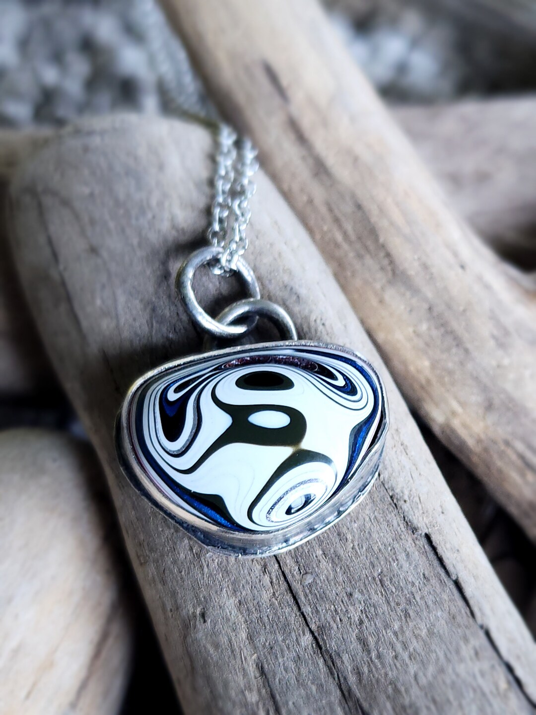 Fordite Pendant Necklace, Set in Sterling Silver, Fordite Jewelry ...