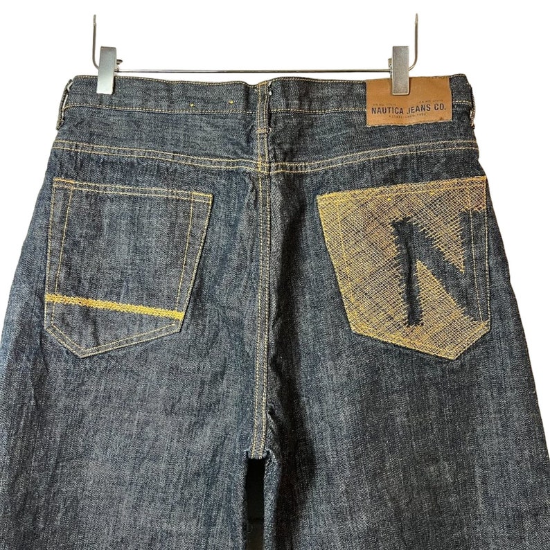 Vintage Nautica Men's Embroidered Logo Raw Hem Indigo Blue Jeans Size ...