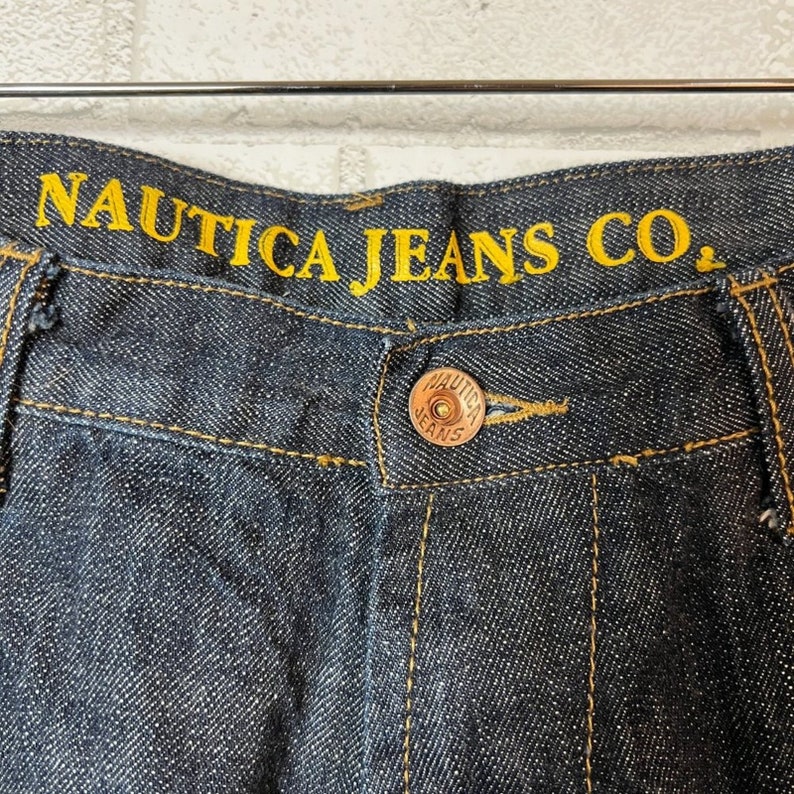 Vintage Nautica Men's Embroidered Logo Raw Hem Indigo Blue Jeans Size ...