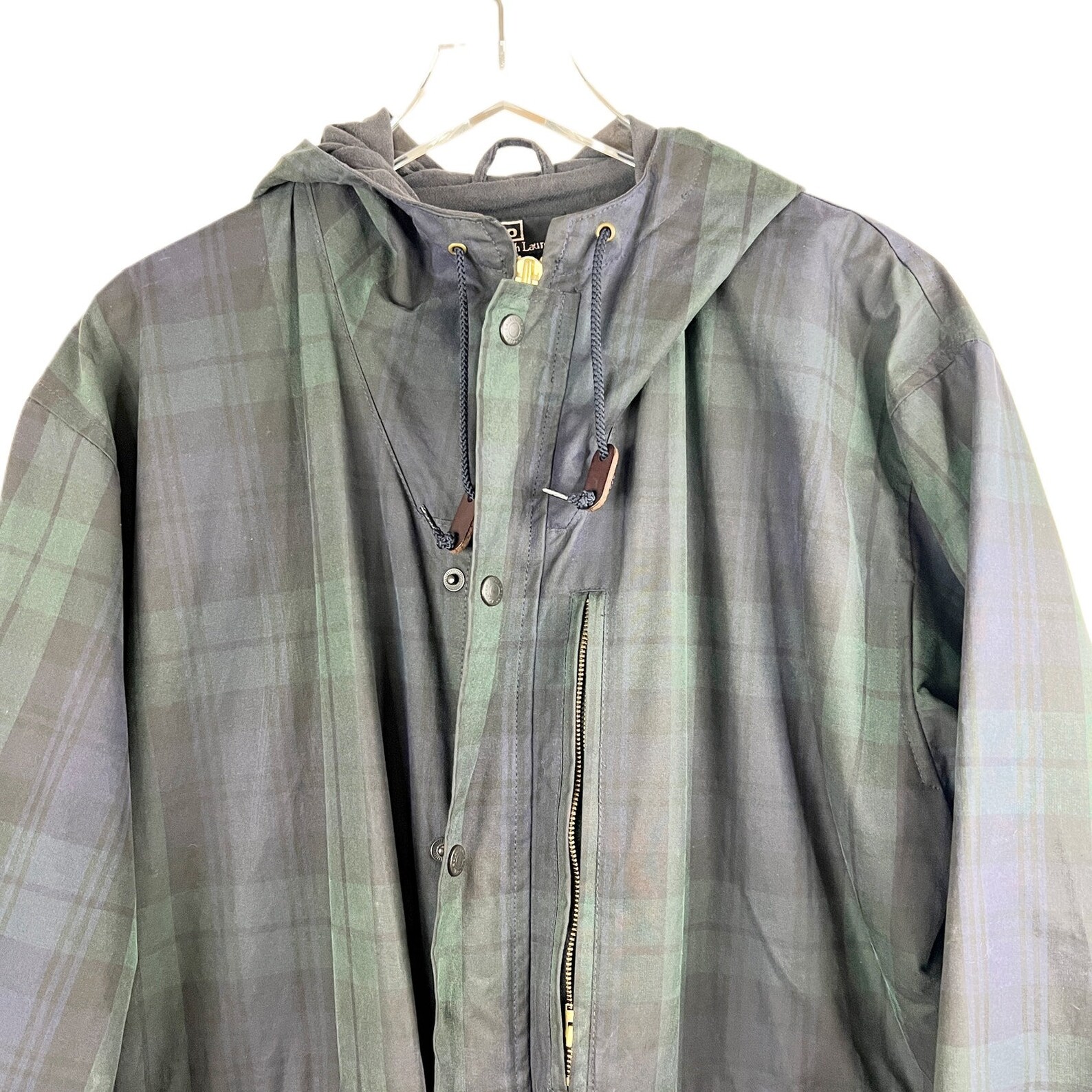 Vintage Polo Ralph Lauren Tartan Plaid Oil Cotton Waxed Jacket Size M ...