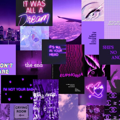 60pcs DIGITAL NO ANGEL Pink & Purple Collage Kit Dm for | Etsy