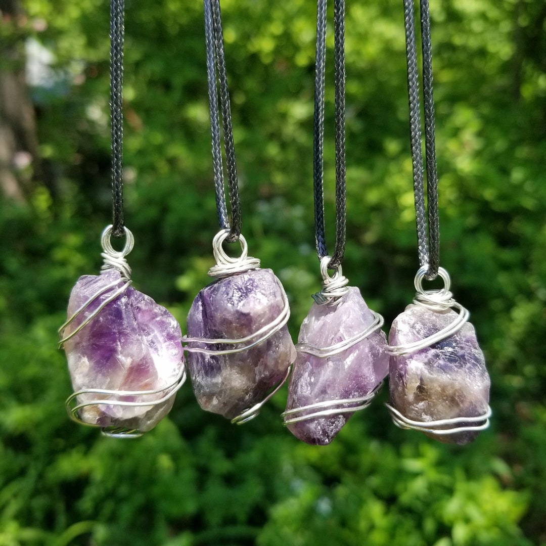 Amethyst Crystal Necklace, Raw Amethyst Pendant, February Birthstone ...