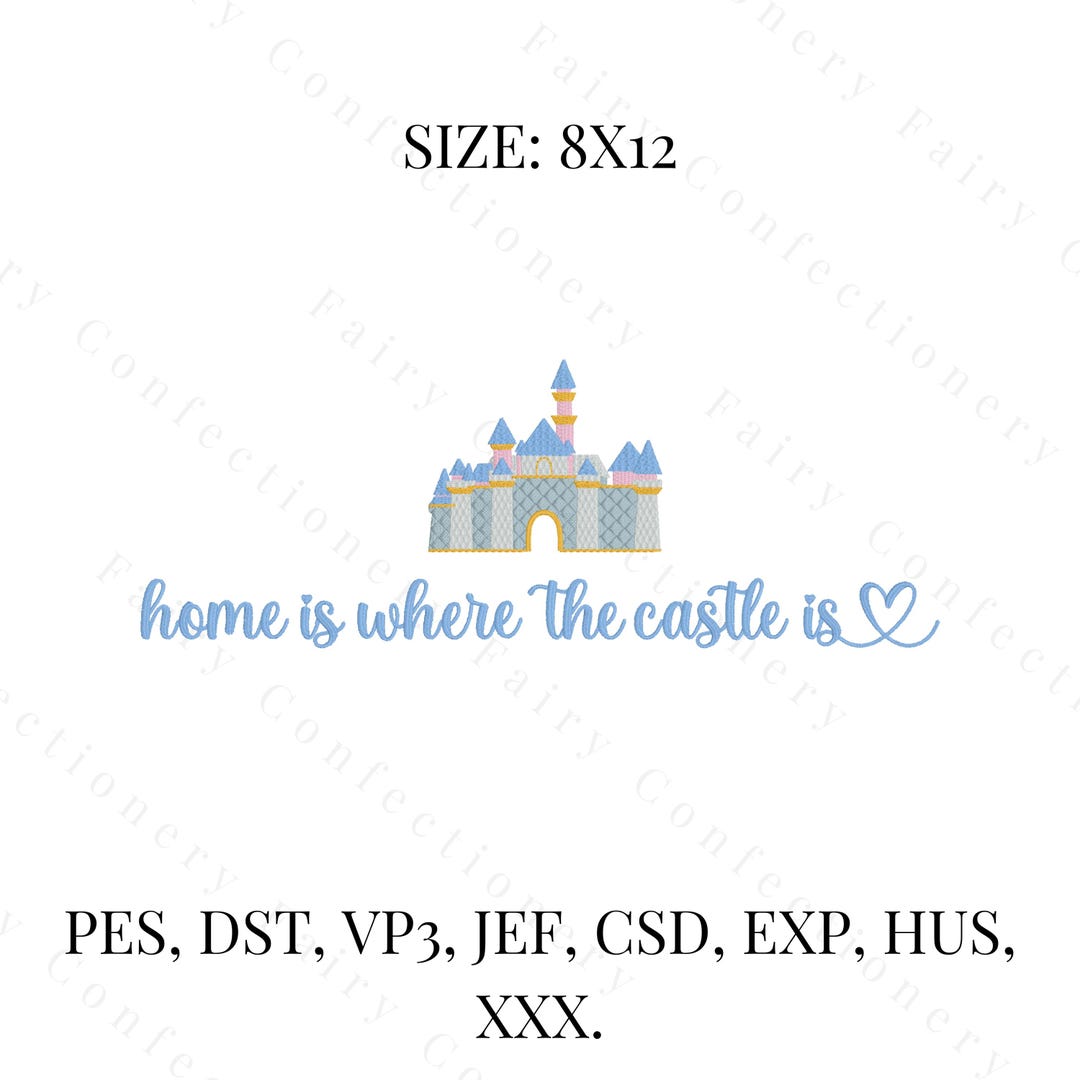 Castle Embroidery Design/castle Embroidery/princess Embroidery/magical ...