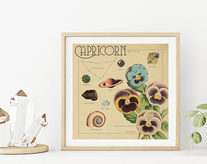 Capricorn Zodiac Print - Etsy