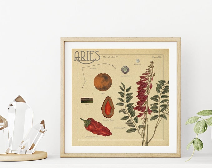 Aries Zodiac Print - Etsy