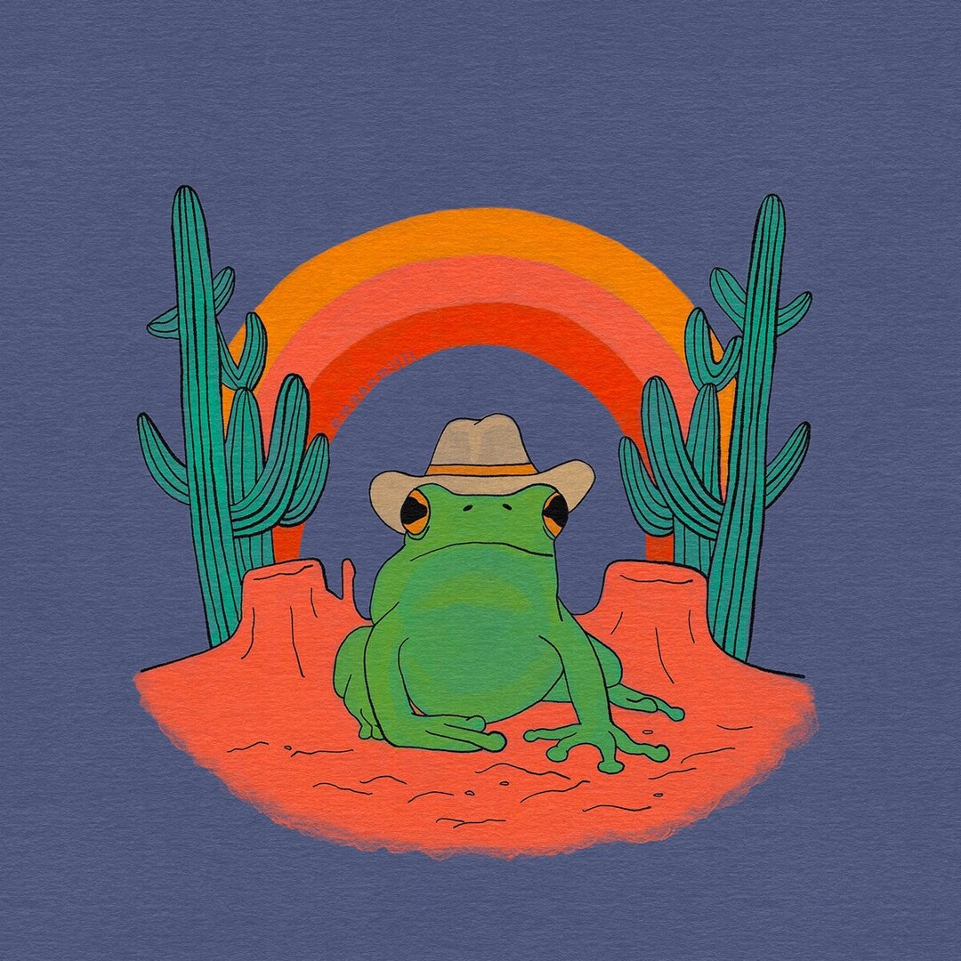 Cowboy Frog Illustration Print - Etsy