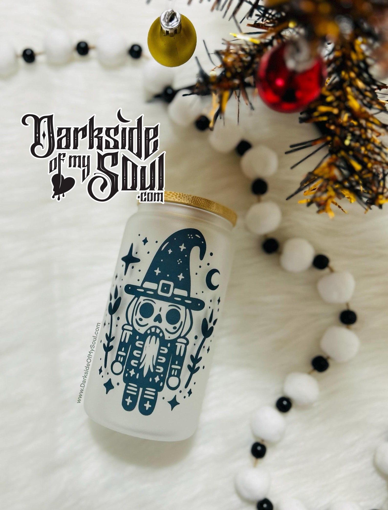 Spooky Christmas Nutcracker, Frosted Glass Cup, Christmas Drinkware ...