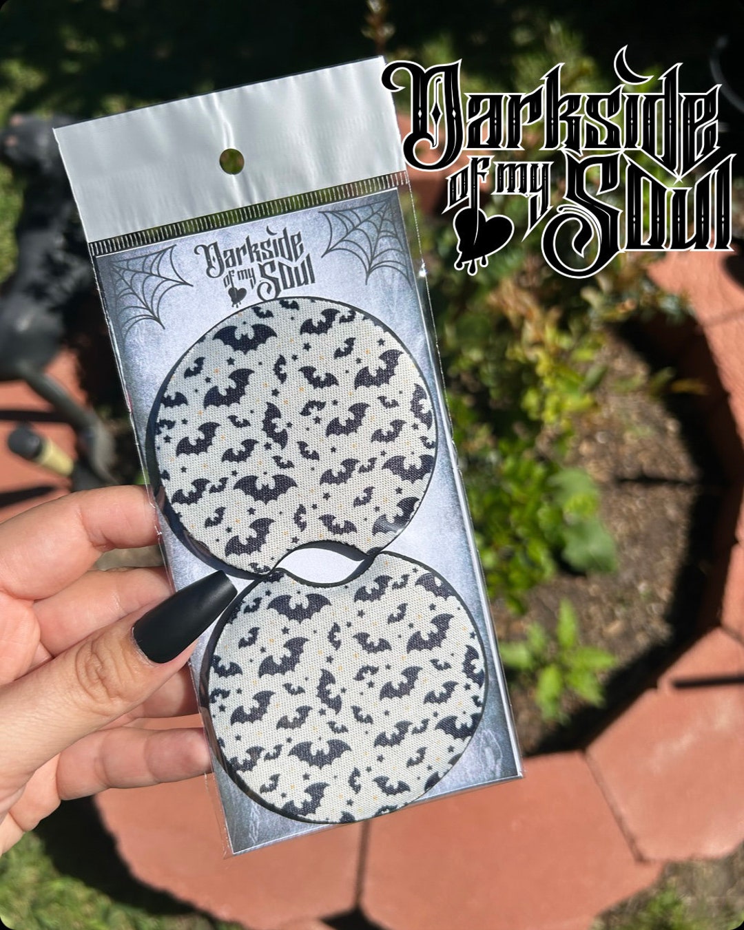 Beach Bats Car Coasters, Spooky Car Coasters, Goth Car Coasters, Spooky ...