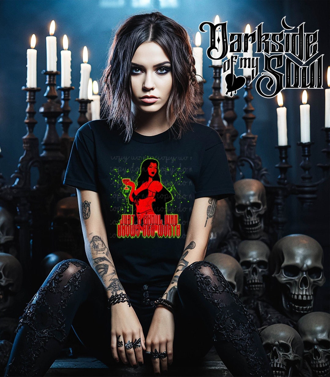 Just A Ghoul Who Knows Her Worth, Goth Apparel, Goth Shirt for Women ...