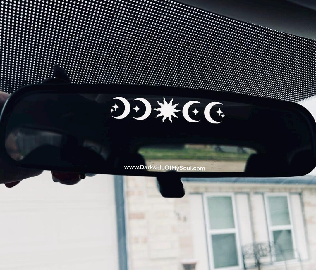 Car Rear View Mirror Decal, Moon Phase Decal, Sun Decal, Spooky Car ...