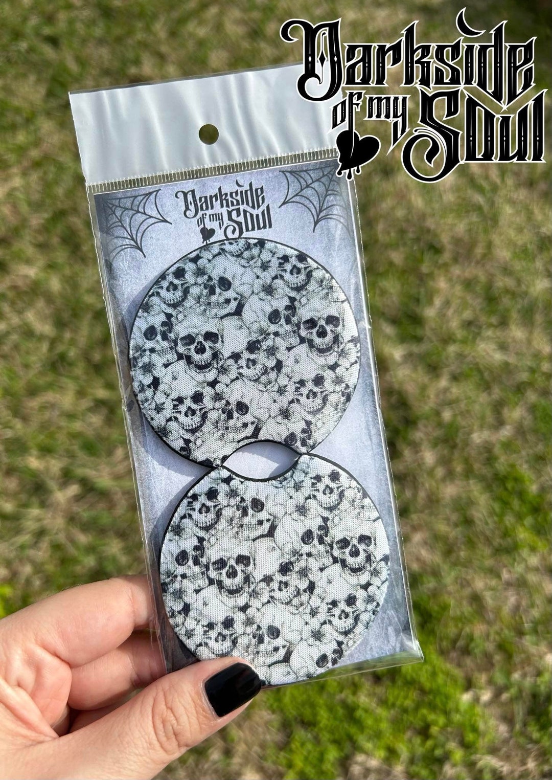 Skull Flower Car Coaster, Goth Car Coasters, Witchy Car Coasters, Goth ...