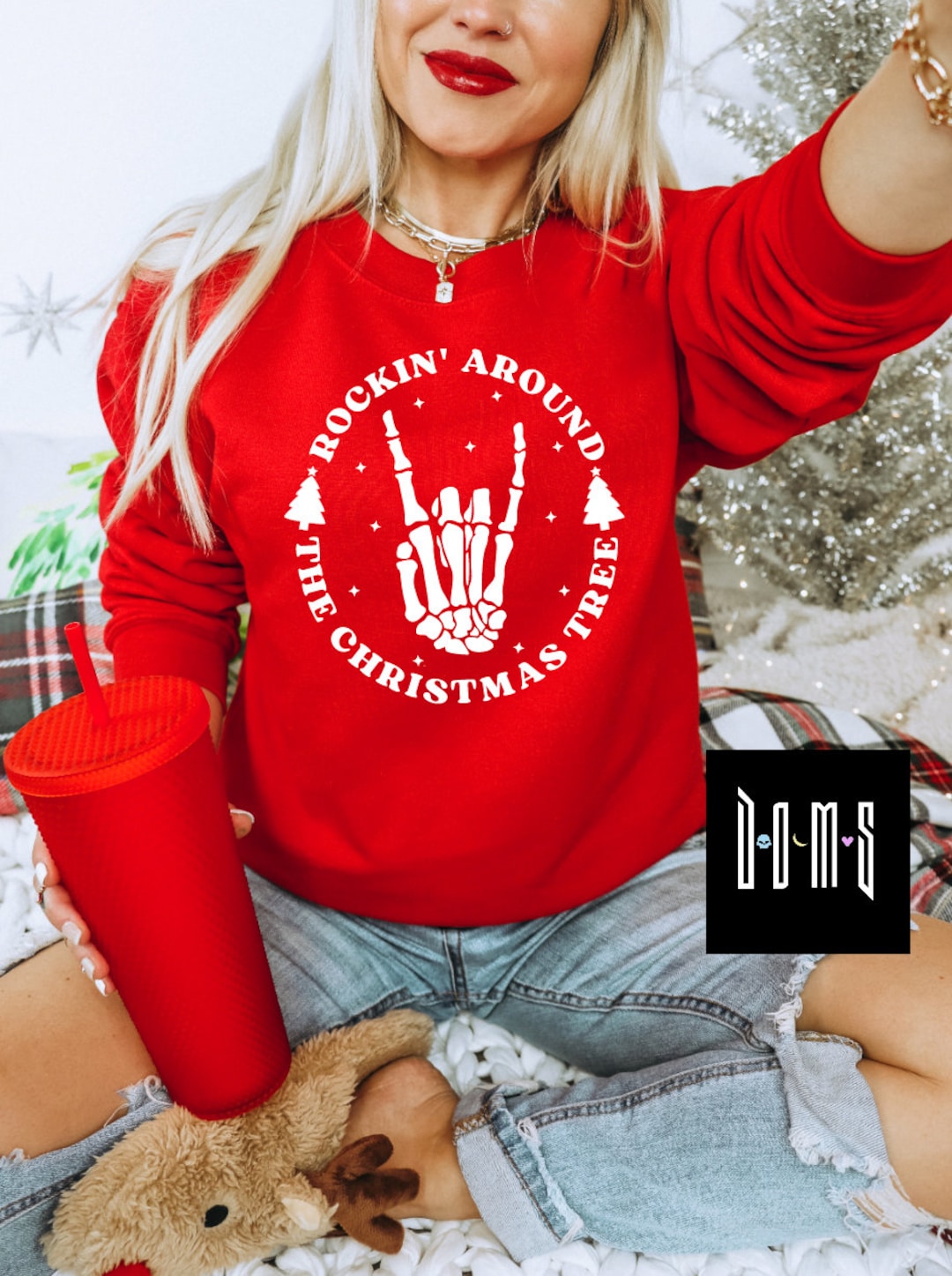 Goth Christmas Sweater Rockin Aroud the Christmas Tree Christmas ...