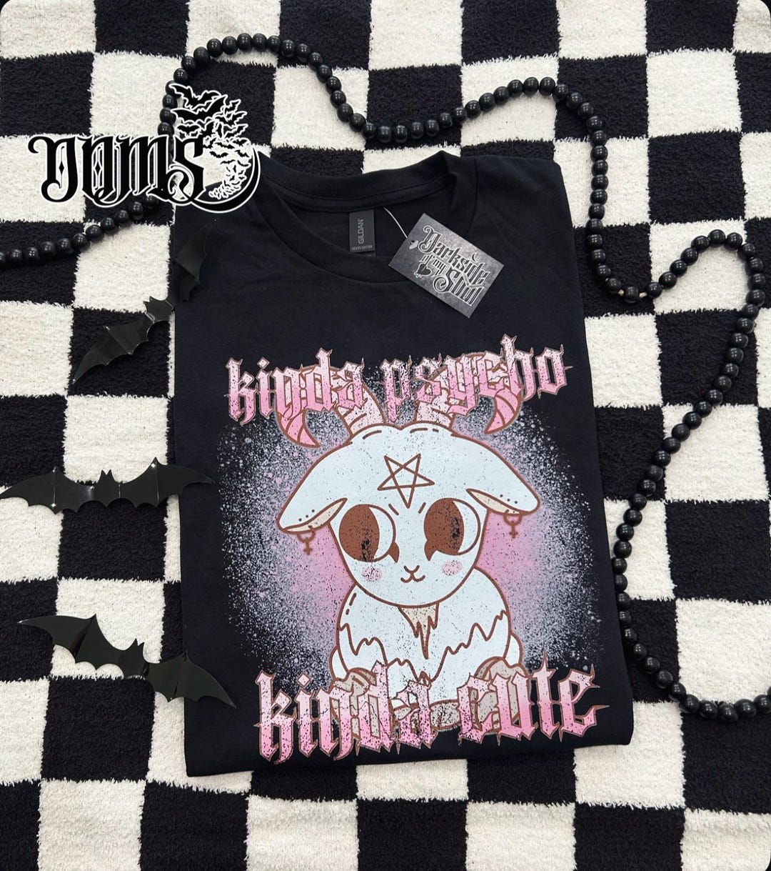 Kinda Psycho Kinda Cute, Baphomet, Baphomet Apparel, Goth Apparel, Cute ...