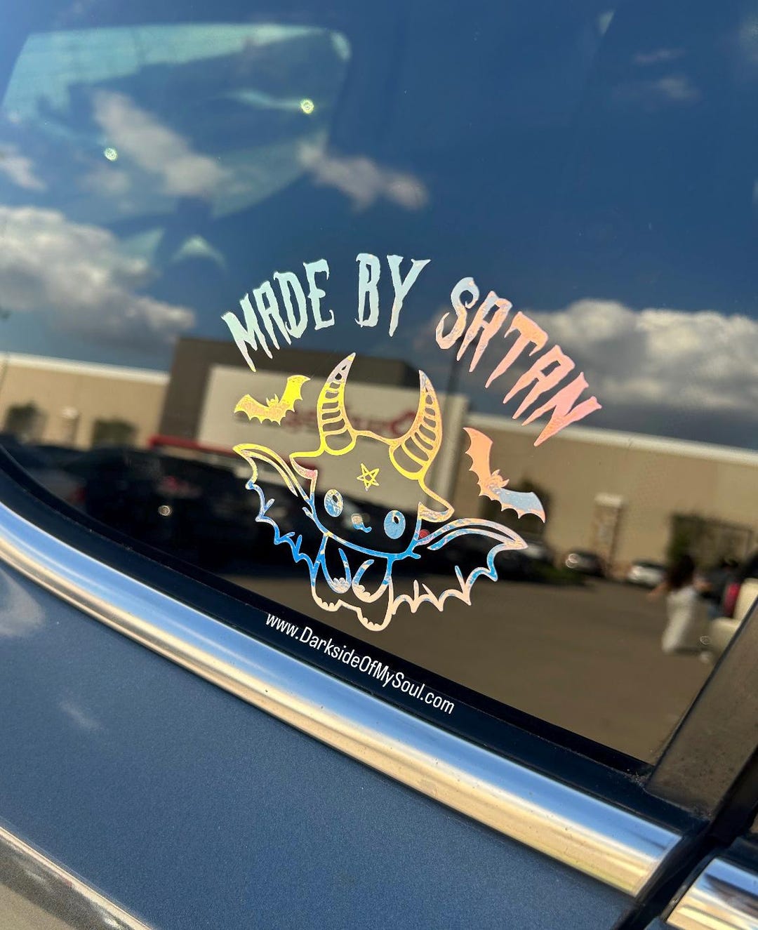 Made by Satan, Loved by Satan, Satan Decal, Spooky Car Decals, Goth ...