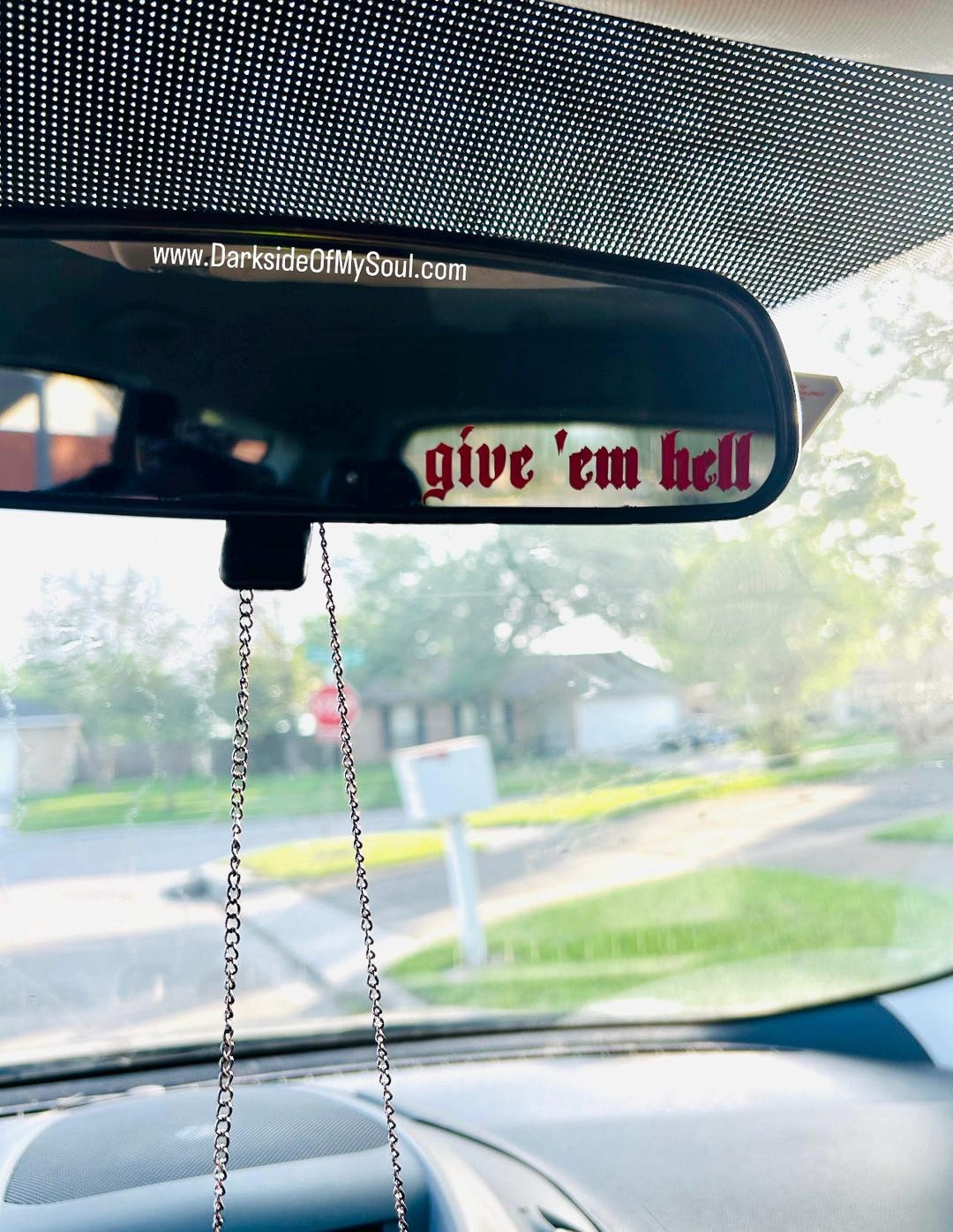Give 'em Hell, Car Decals, Rear View Mirror Decal, Goth Decals, Goth ...