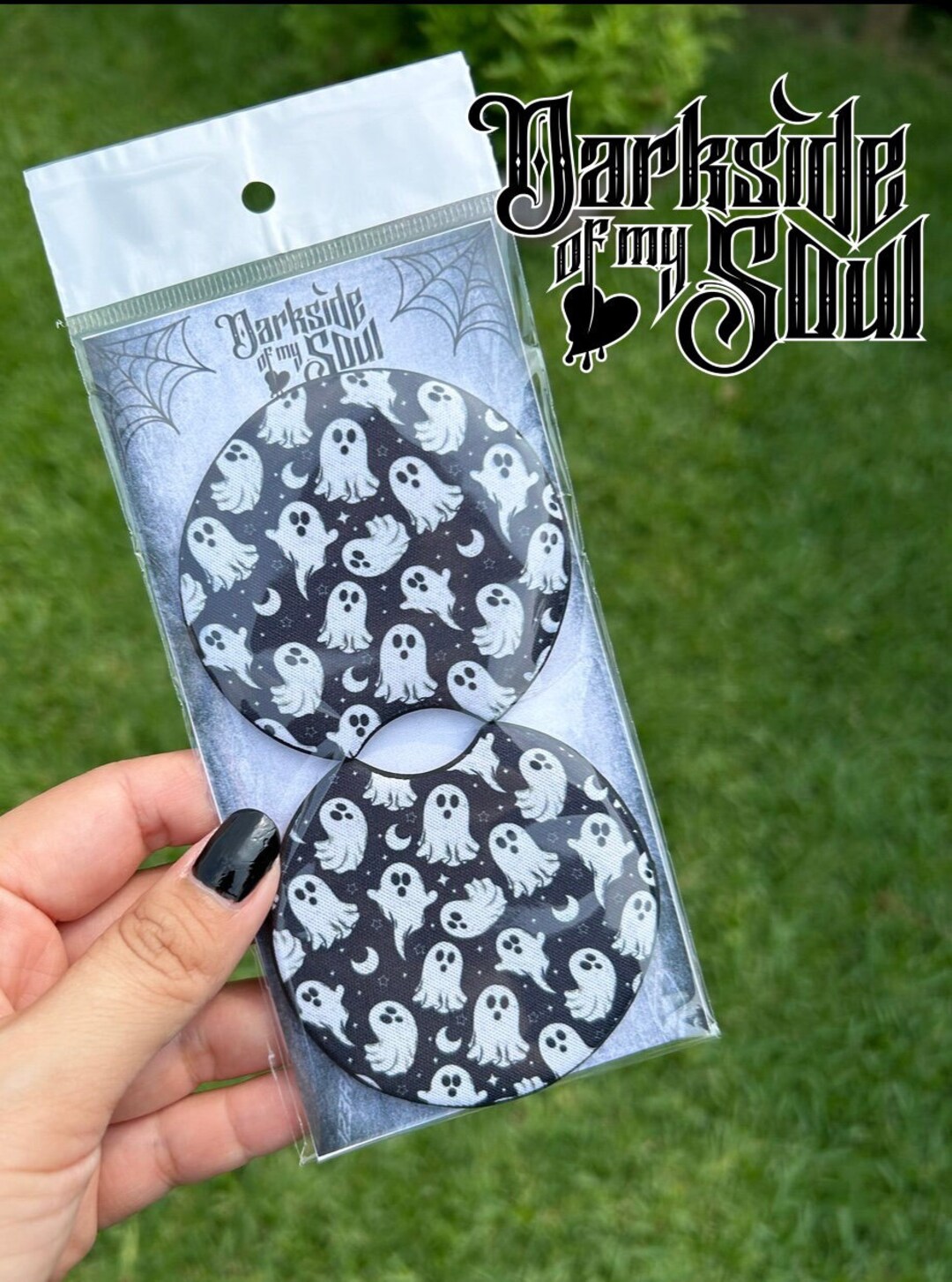 Car Coasters, Ghost and Moon Car Coasters, Goth Car Coasters, Spooky ...