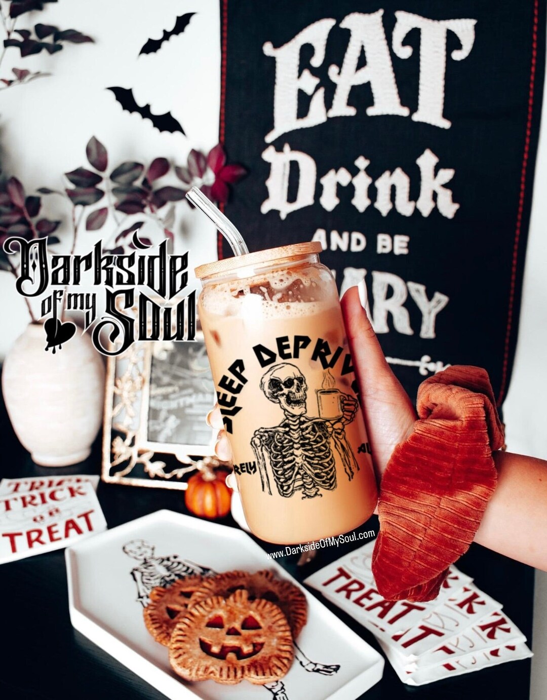 Sleep Deprived Barely Alive Glass Cup, Glass Cup, Goth Glass Cup ...