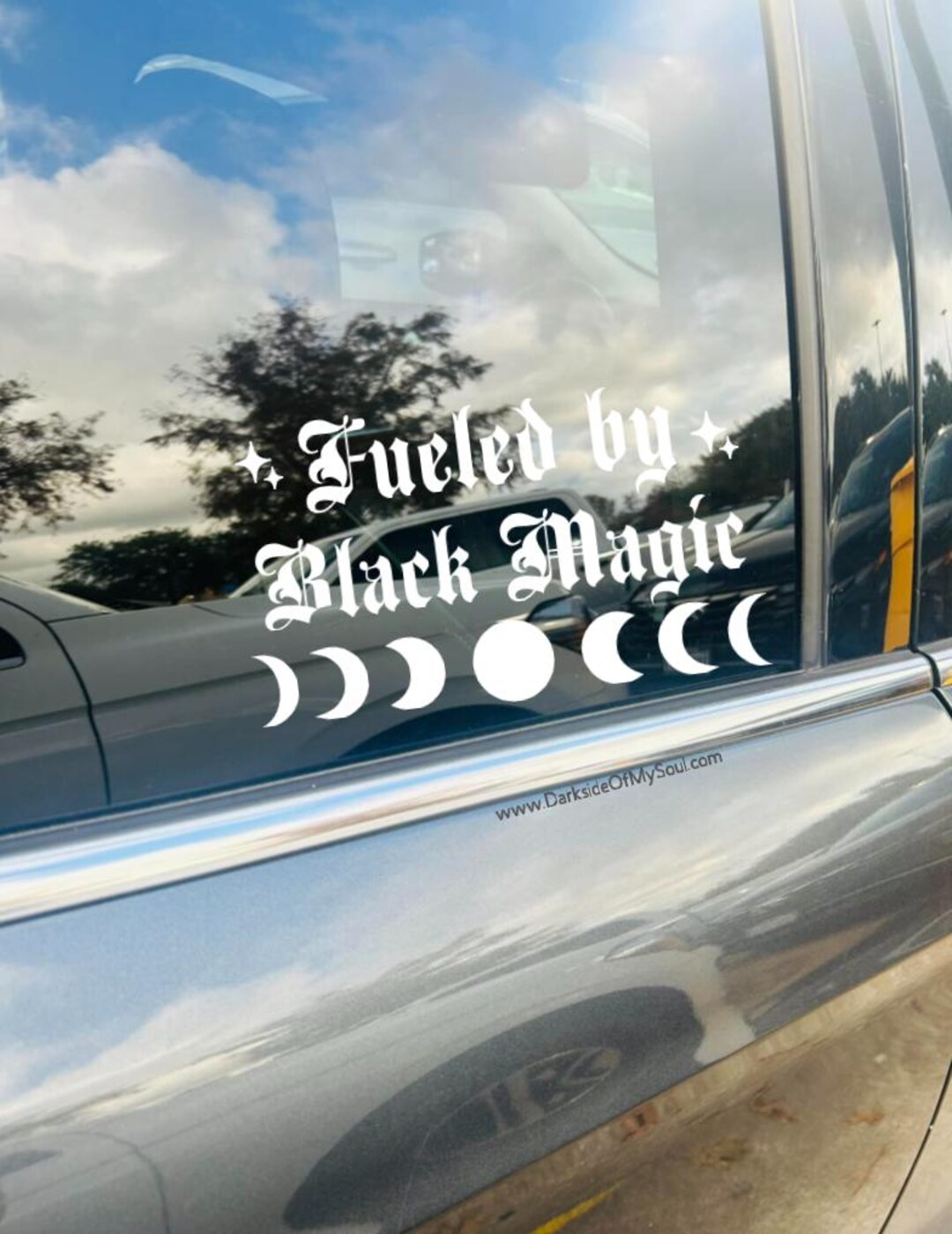 Fueled by Black Magic, Goth Decals, Car Decals, Spooky Car Decals, Moon ...