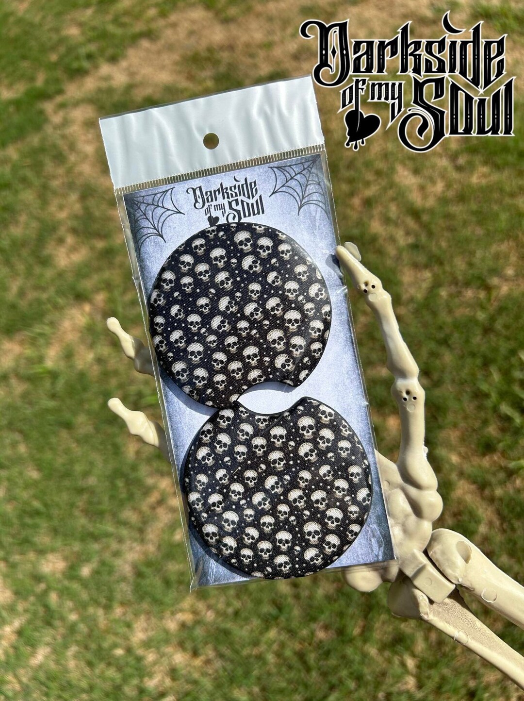 Skull Car Coasters, Goth Car Coasters, Spooky Car Coasters, Car ...