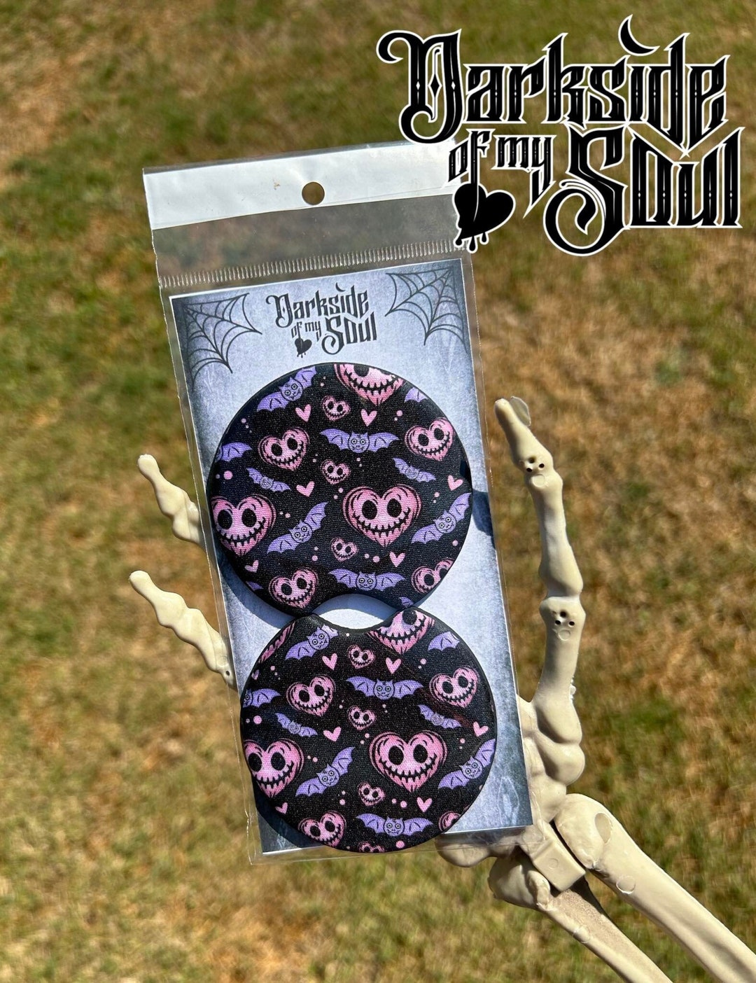 Spooky Heart Car Coasters, Spooky Cute Car Coaster Goth Car Coaster ...