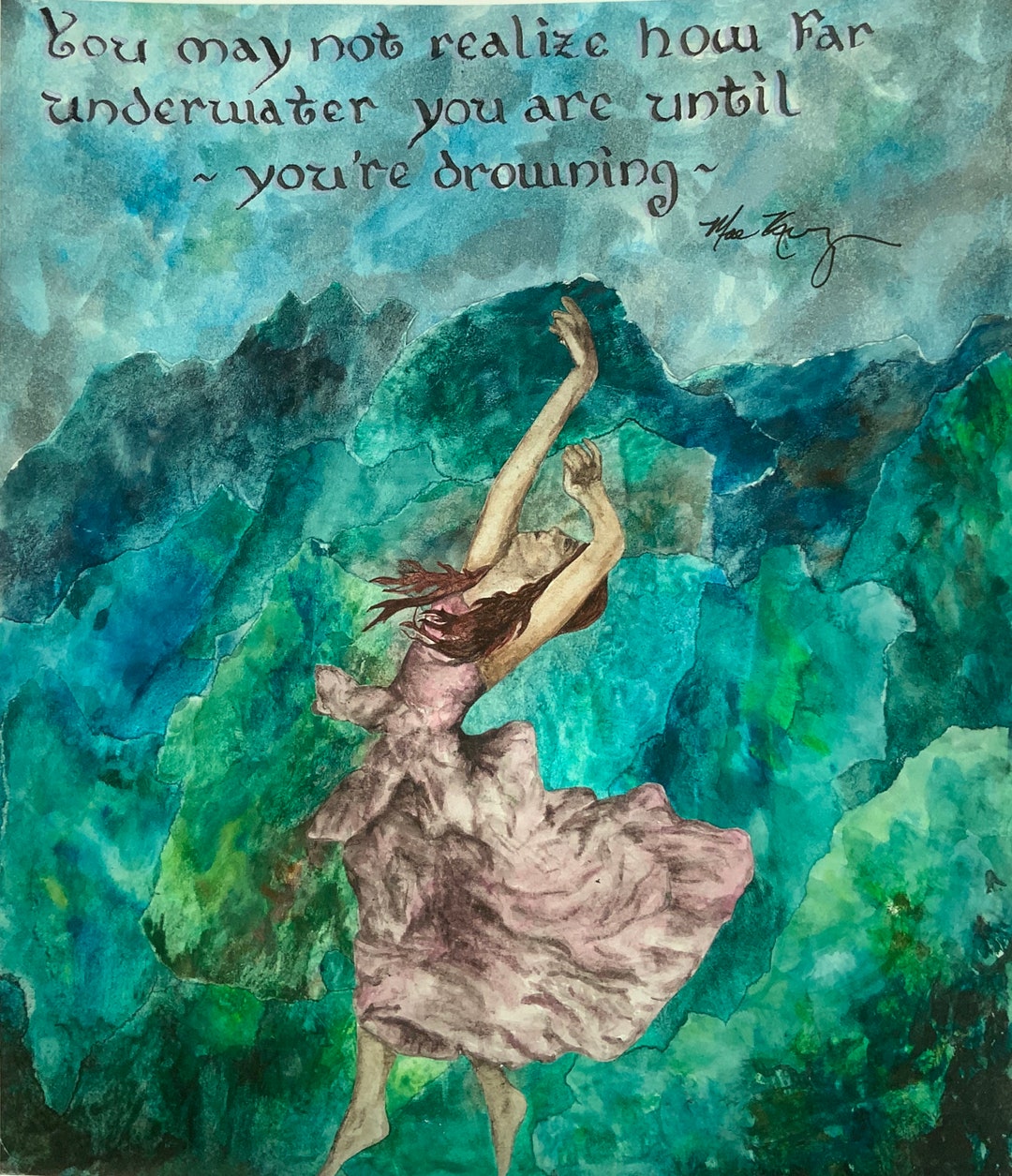 Print of Art- “drowning Underwater” - Etsy