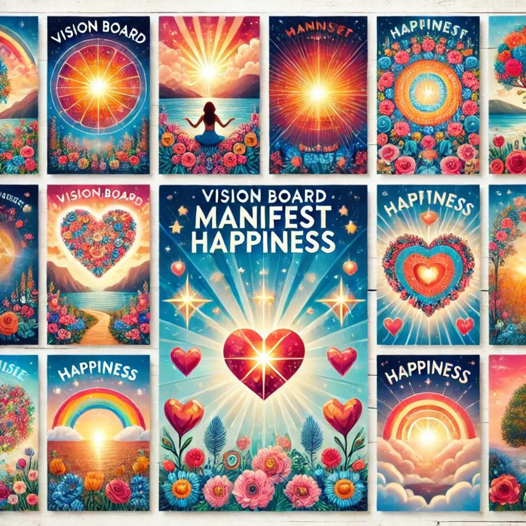 Vision Board: Manifest Happiness - Printable Mood Board (PDF) - Etsy