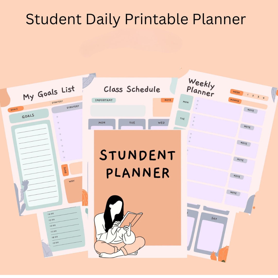 Student Planner Study Planner Printable Academic Planner College School ...