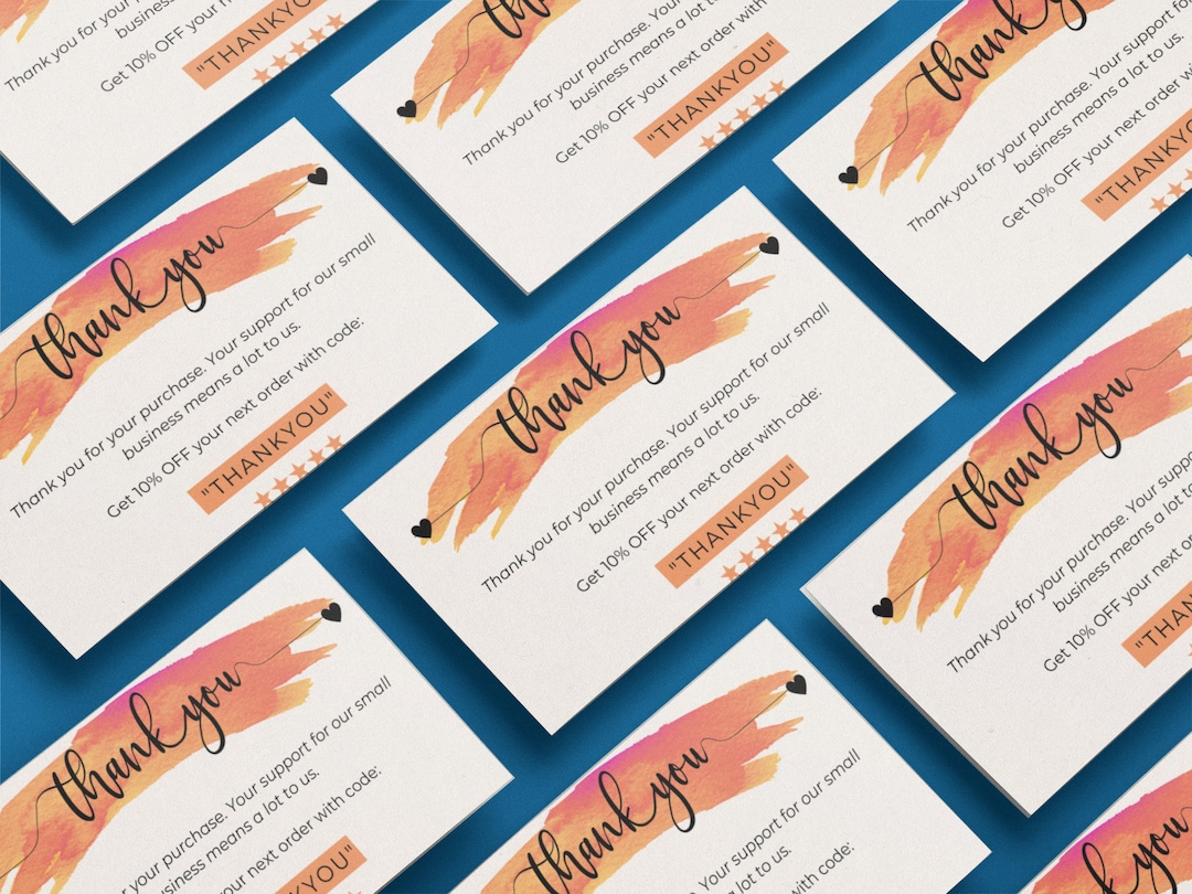 Thank You Card, DIY Marketing Card Template Design, Thank You for Your ...