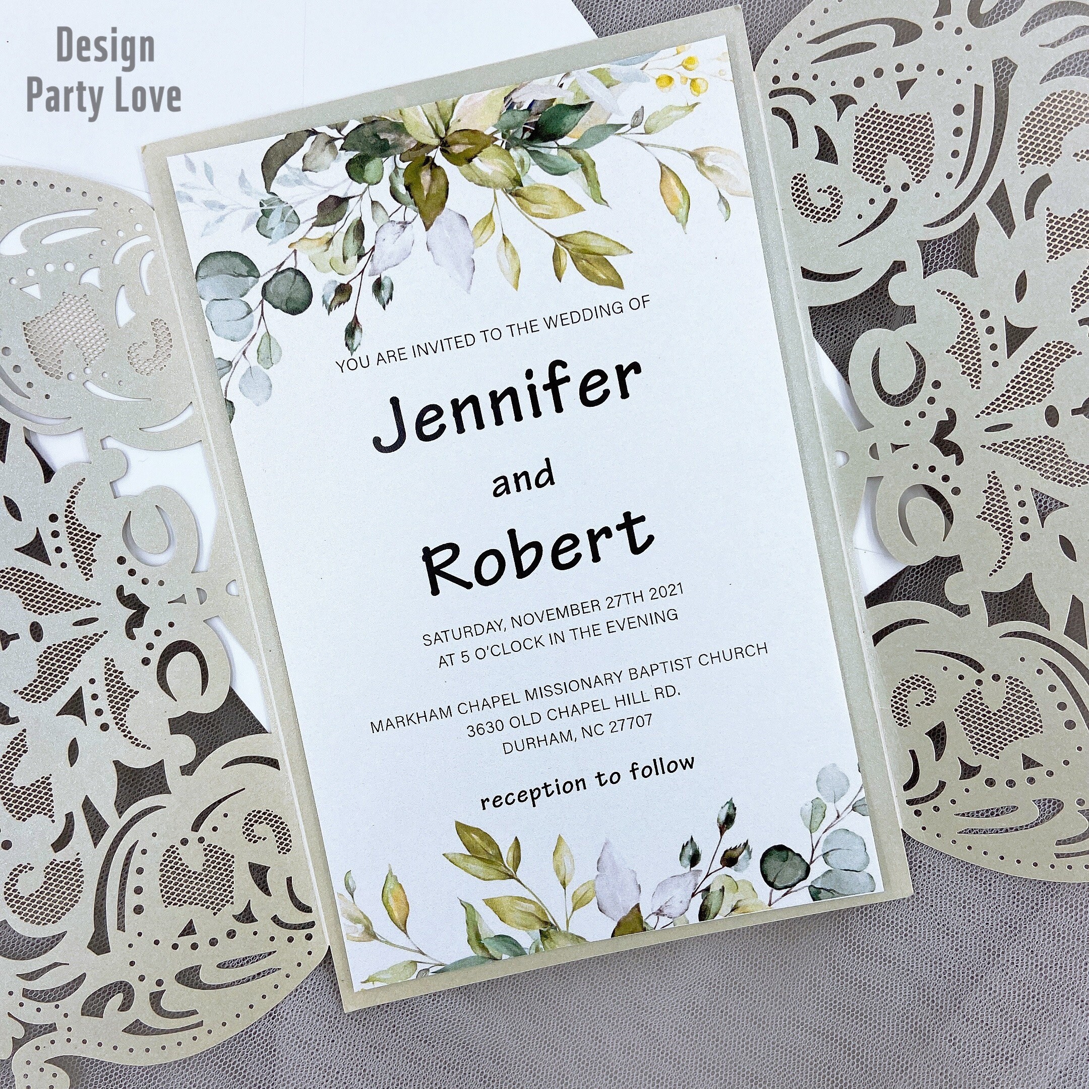 European High-end Grey Wedding Invitation Card Laser Floral - Etsy