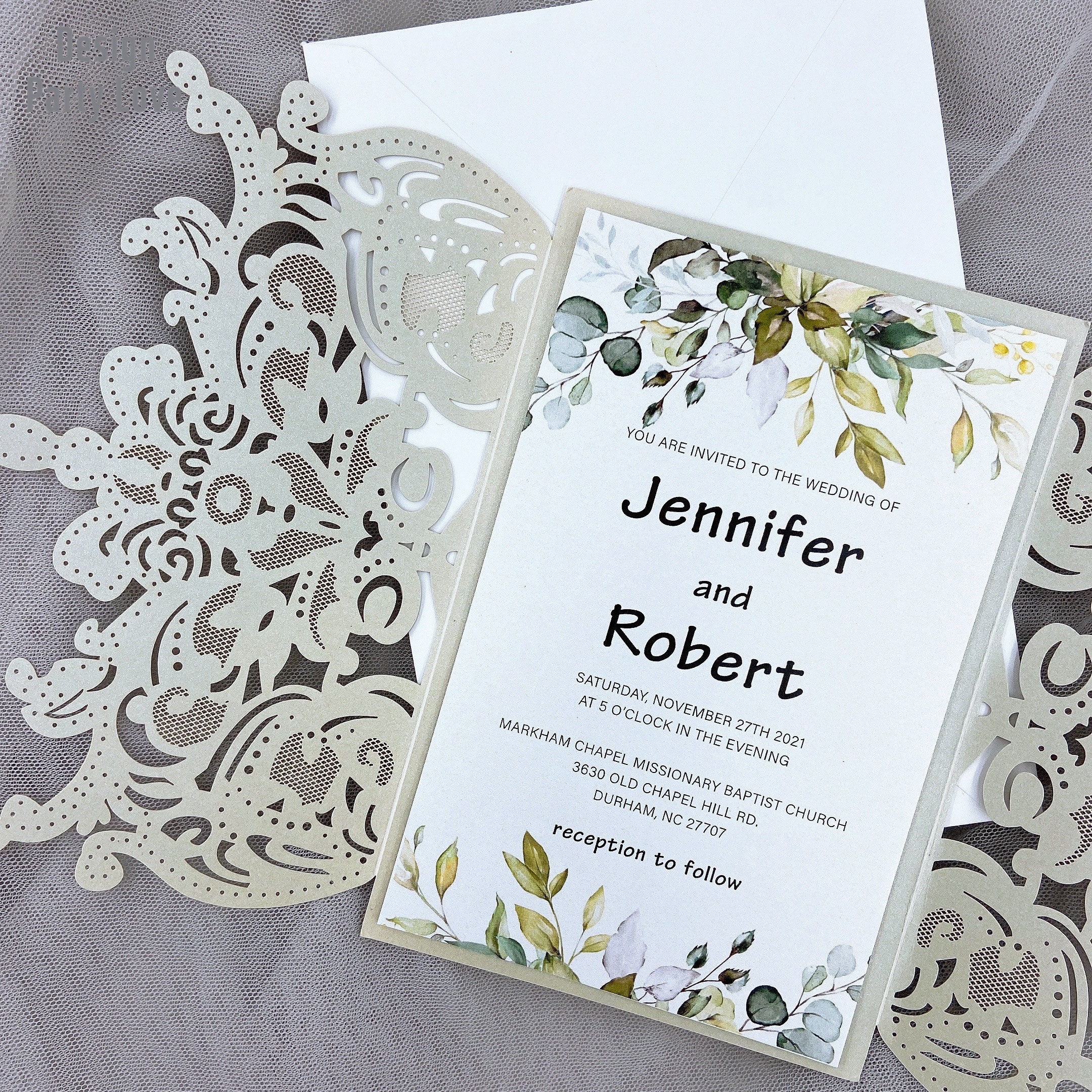 European High-end Grey Wedding Invitation Card Laser Floral - Etsy