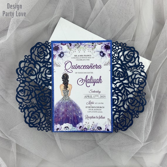 Elegant Embossed Quinceanera Invitations