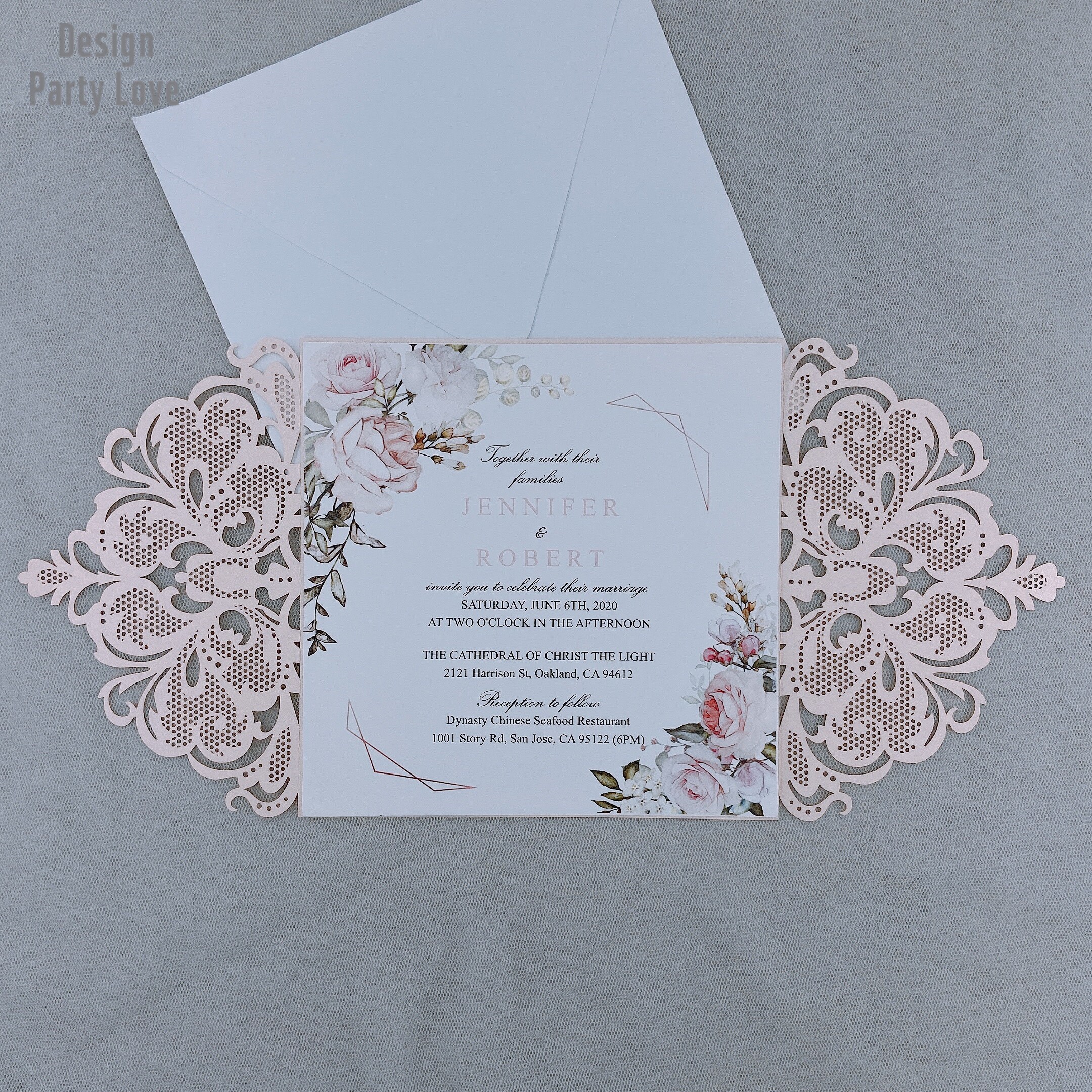 European Style Lace Wedding Invitations Cards Blush Laser | Etsy