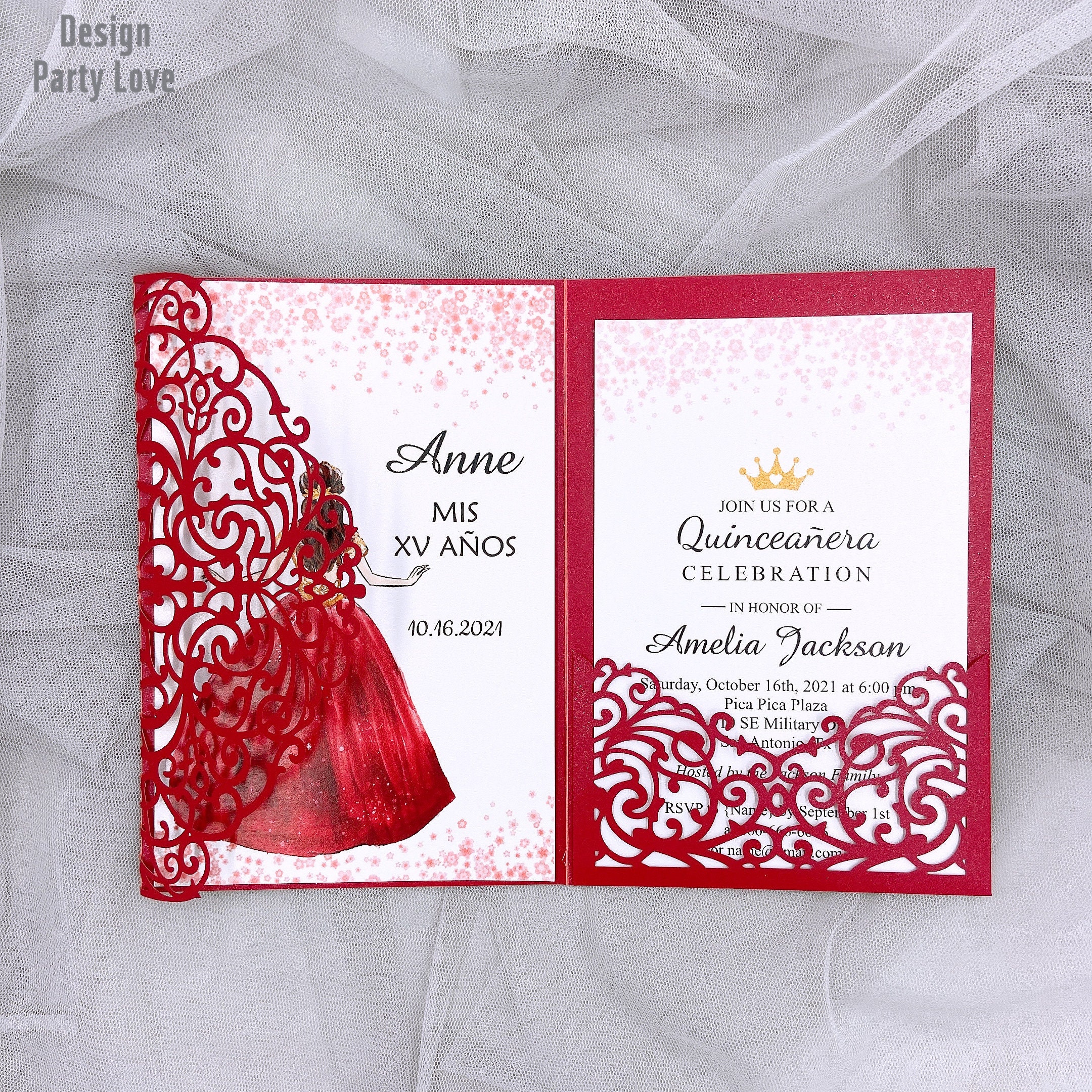 Red Lace Elegant Romantic Monogram Classic Pocket Monogram - Etsy