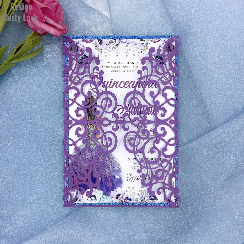 Purple Butterfly Laser Cut Invitations Cards Invitation Quinceanera ...