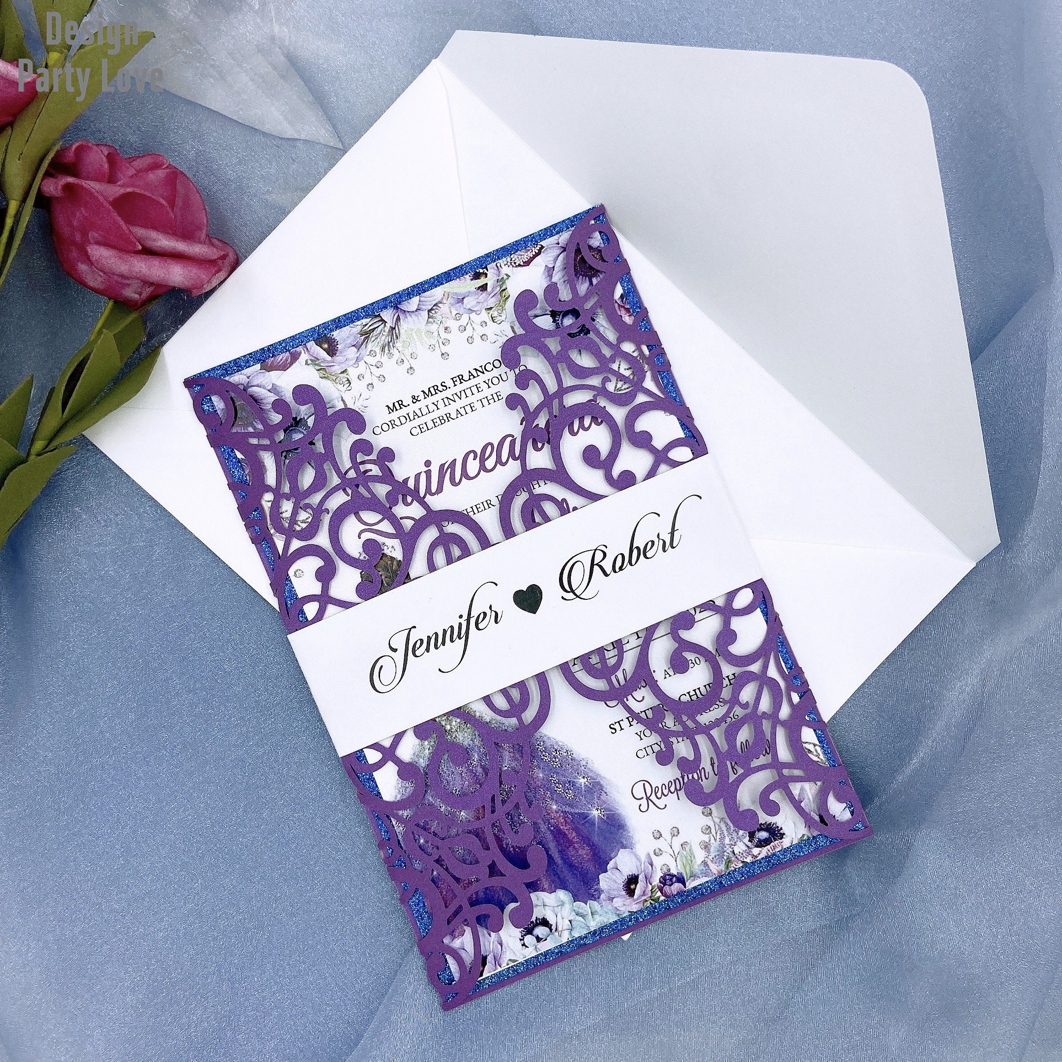 Purple Butterfly Laser Cut Invitations Cards Invitation Quinceanera ...