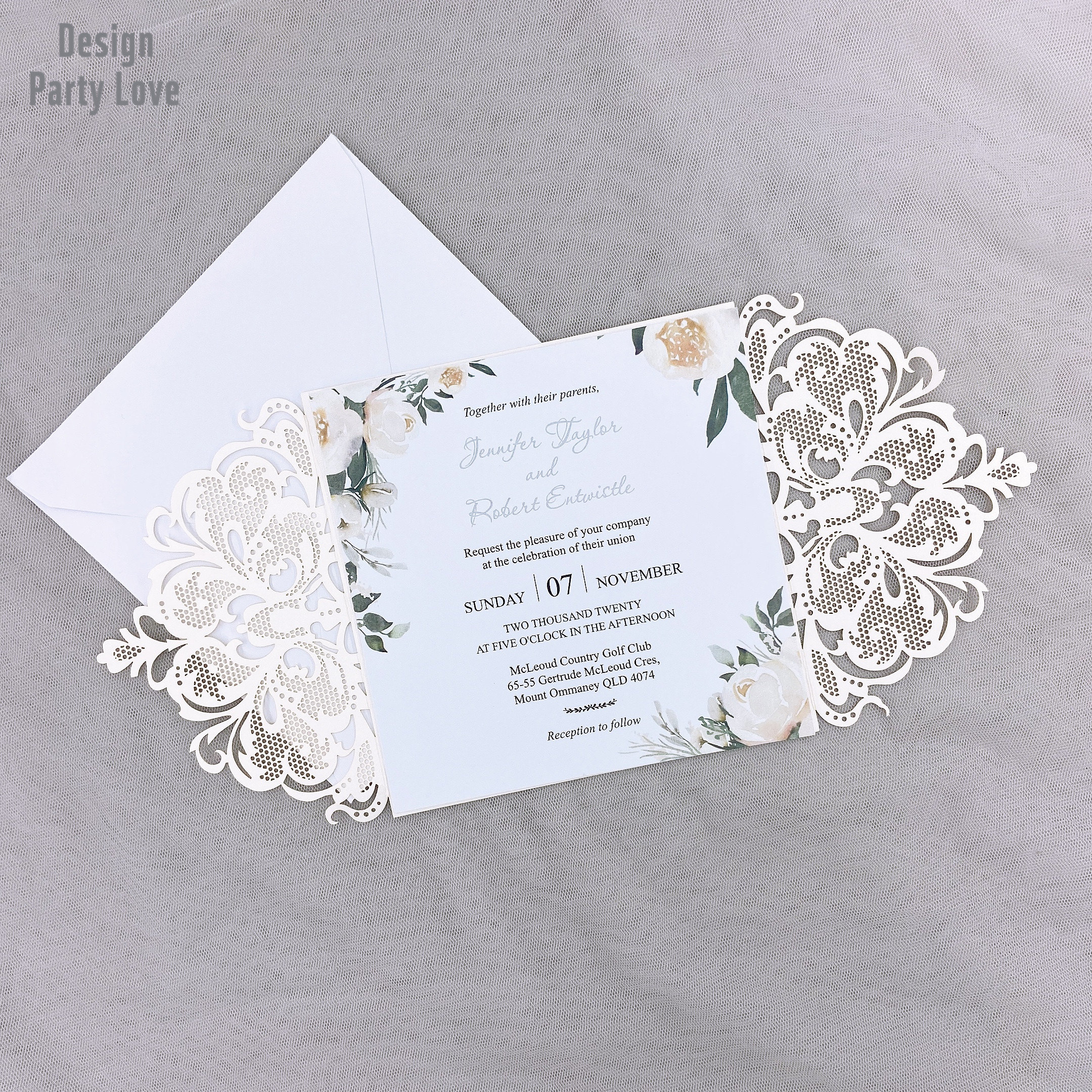European Style Lace Wedding Invitations Cards Ivory Laser - Etsy
