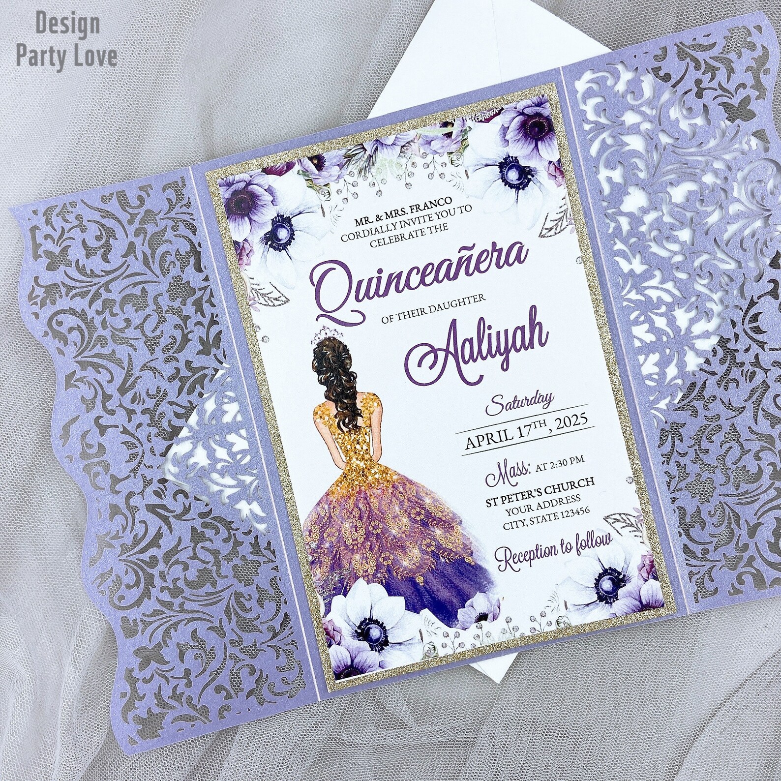Violet Laser Cut Hollow Wedding Invitations Cards Wedding and ...