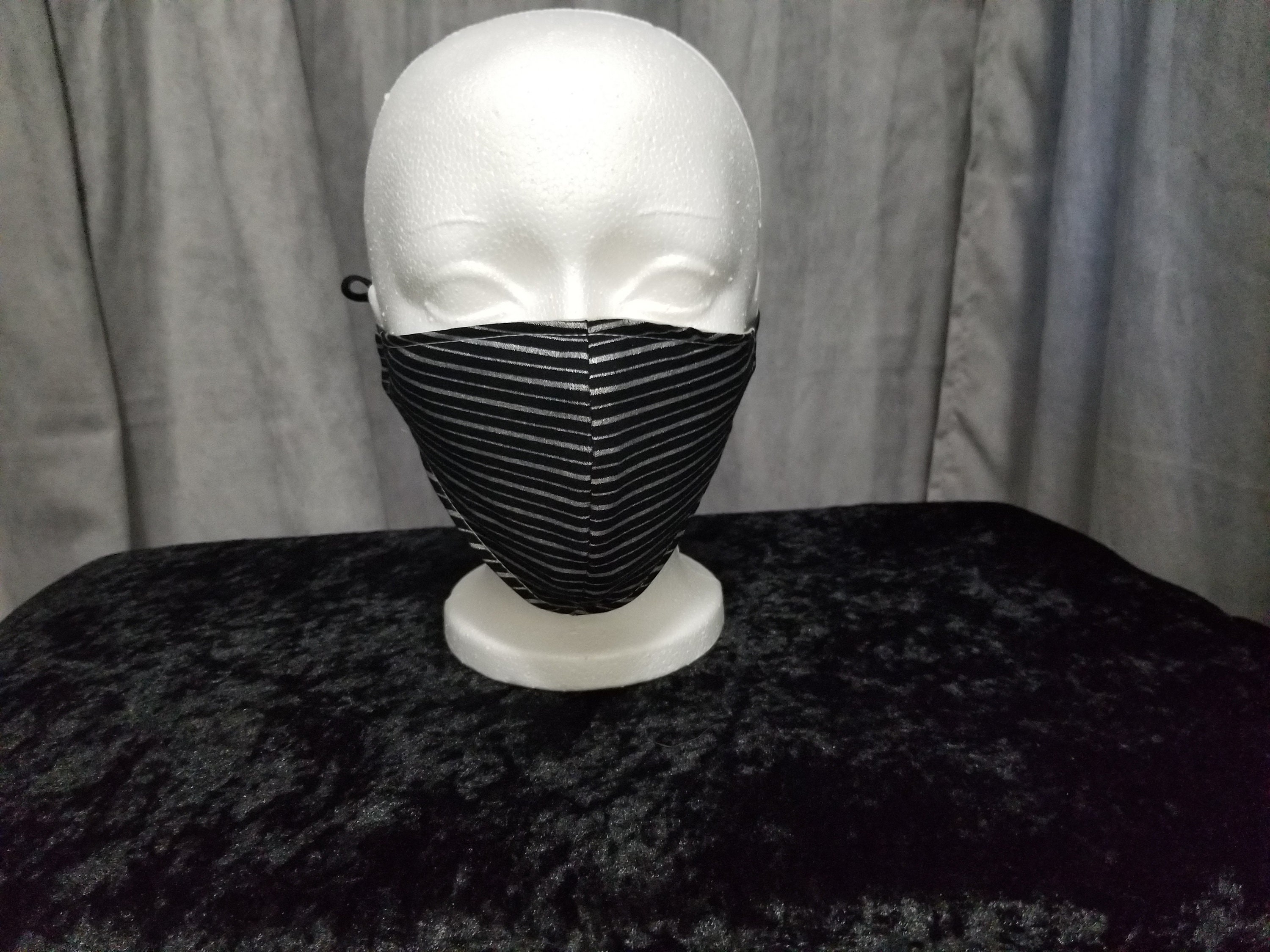 Black and Silver Stripes Facemask, 2 in 1 Facemask, Reversible ...