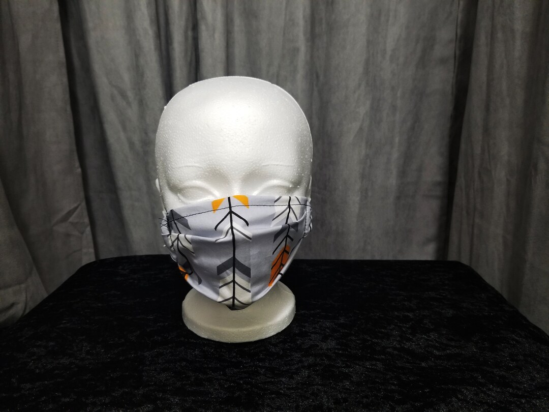 Arrow on Grey Face Mask, Pleated Face Mask,grey Fabric, Washable,adult ...
