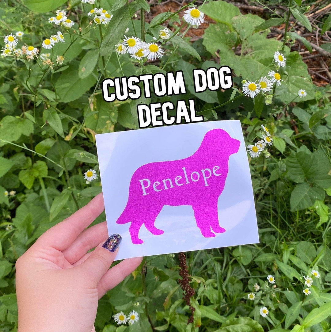 Custom Dog Name And Breed Vinyl Decal Etsy Custom Dog Name And Breed Vinyl Decal Etsy