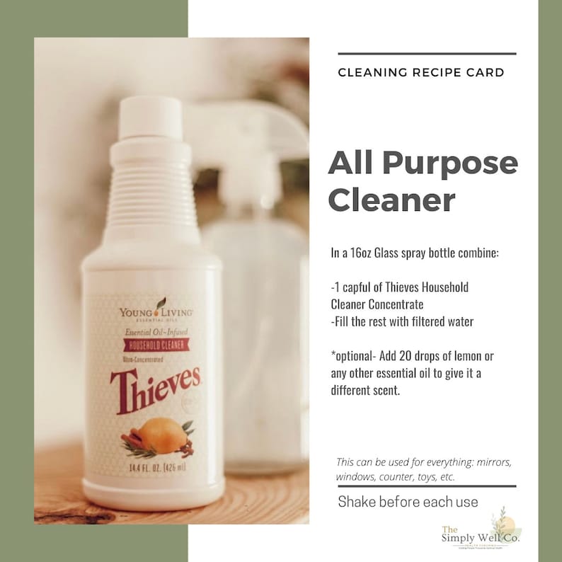 Thieves Cleaning Recipe Cards - Etsy