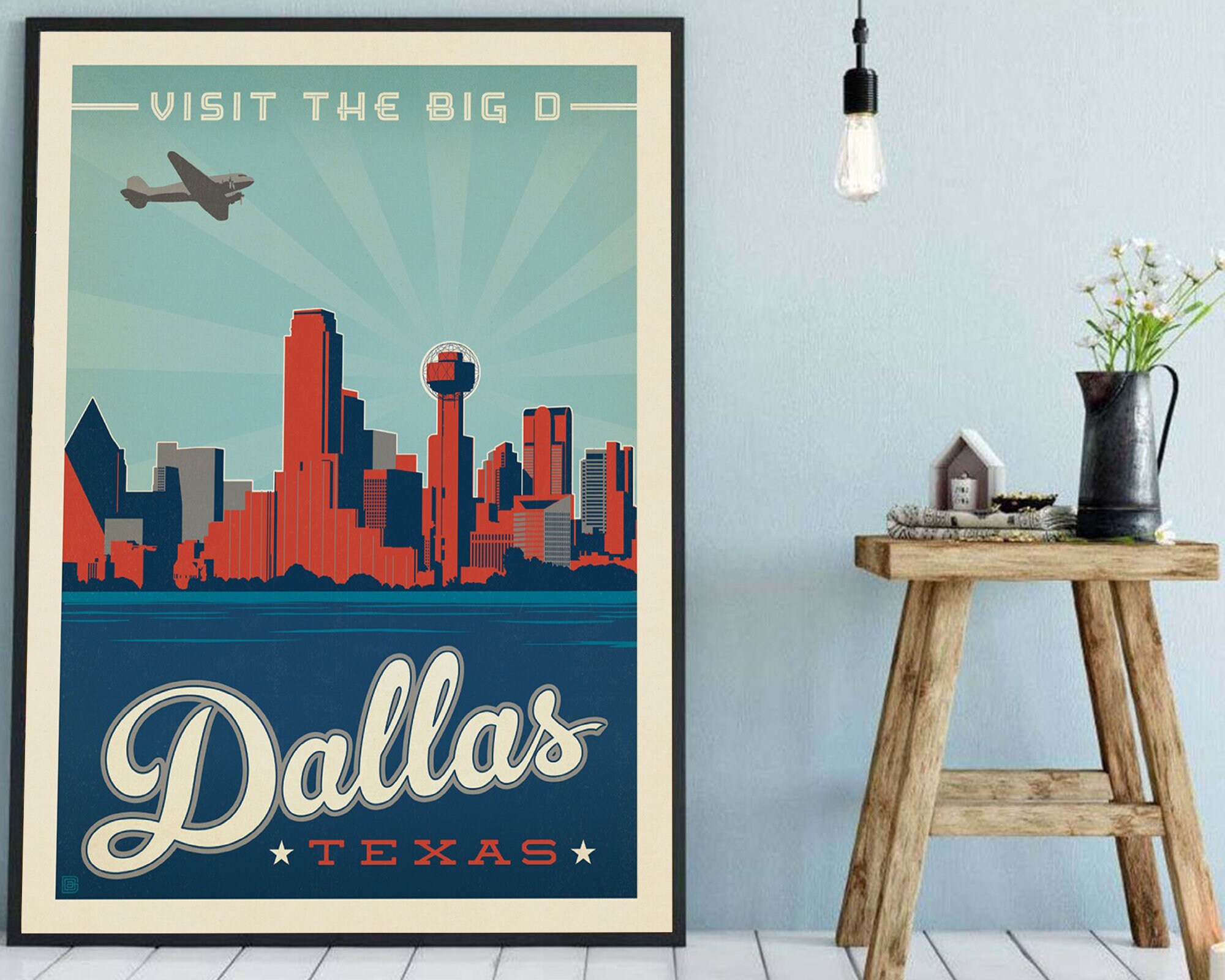 Dallas City Poster Texas Travel Poster Visit the Big D Print | Etsy