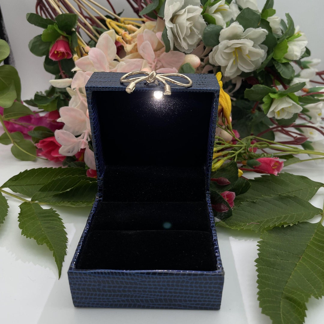 Navy Blue Black Ring Box Velvet Ring Box Ring Bearer Box Wedding Not ...