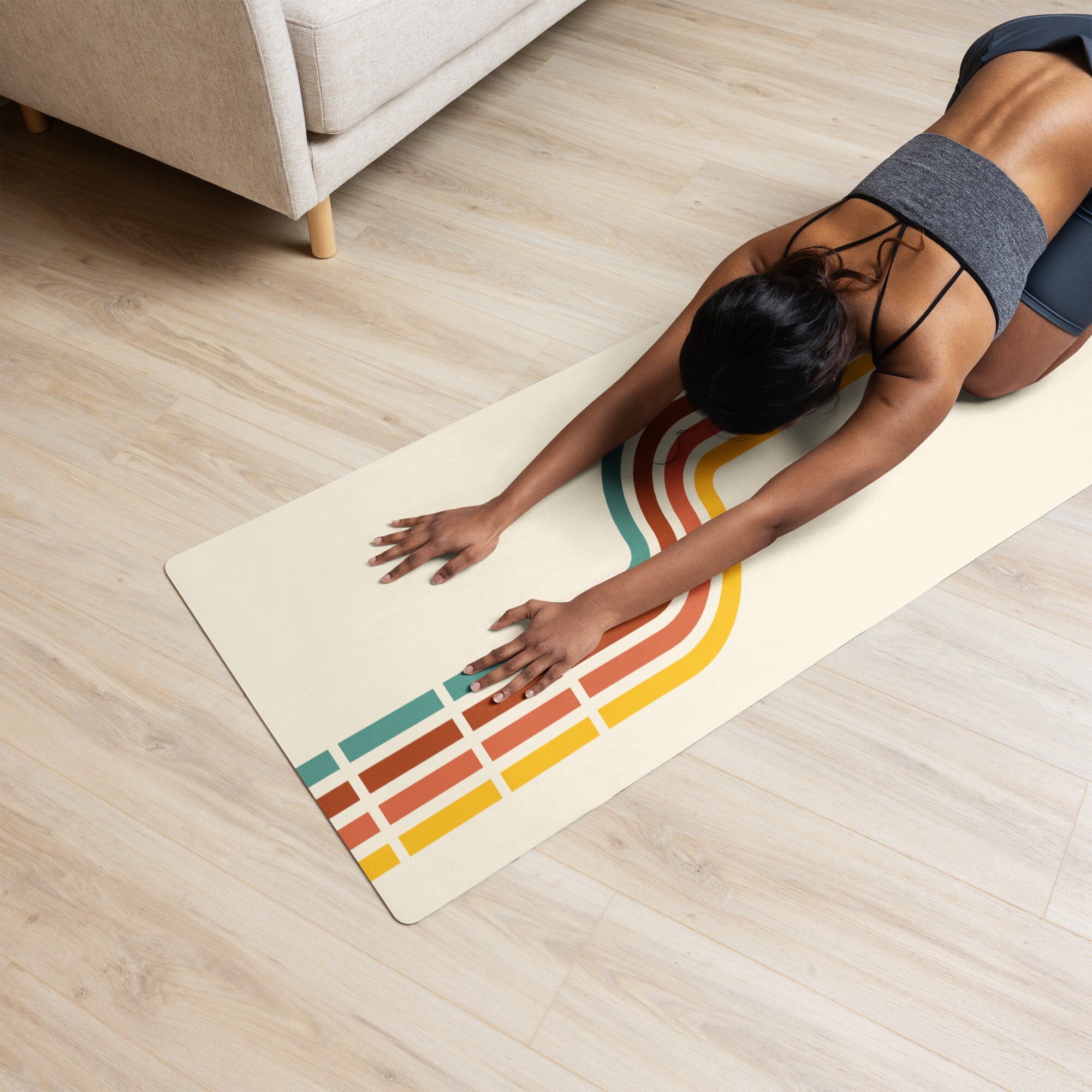 Yoga Mat - Retro Lines - Etsy