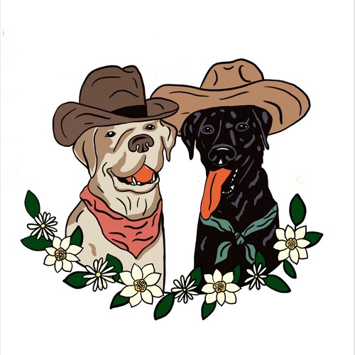 Personalized Dog Portrait Western Art Custom Pet Art - Etsy