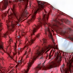 Ruby Red Burgundy Paisley Print Silky Satin Pyjamas Pjs - Etsy