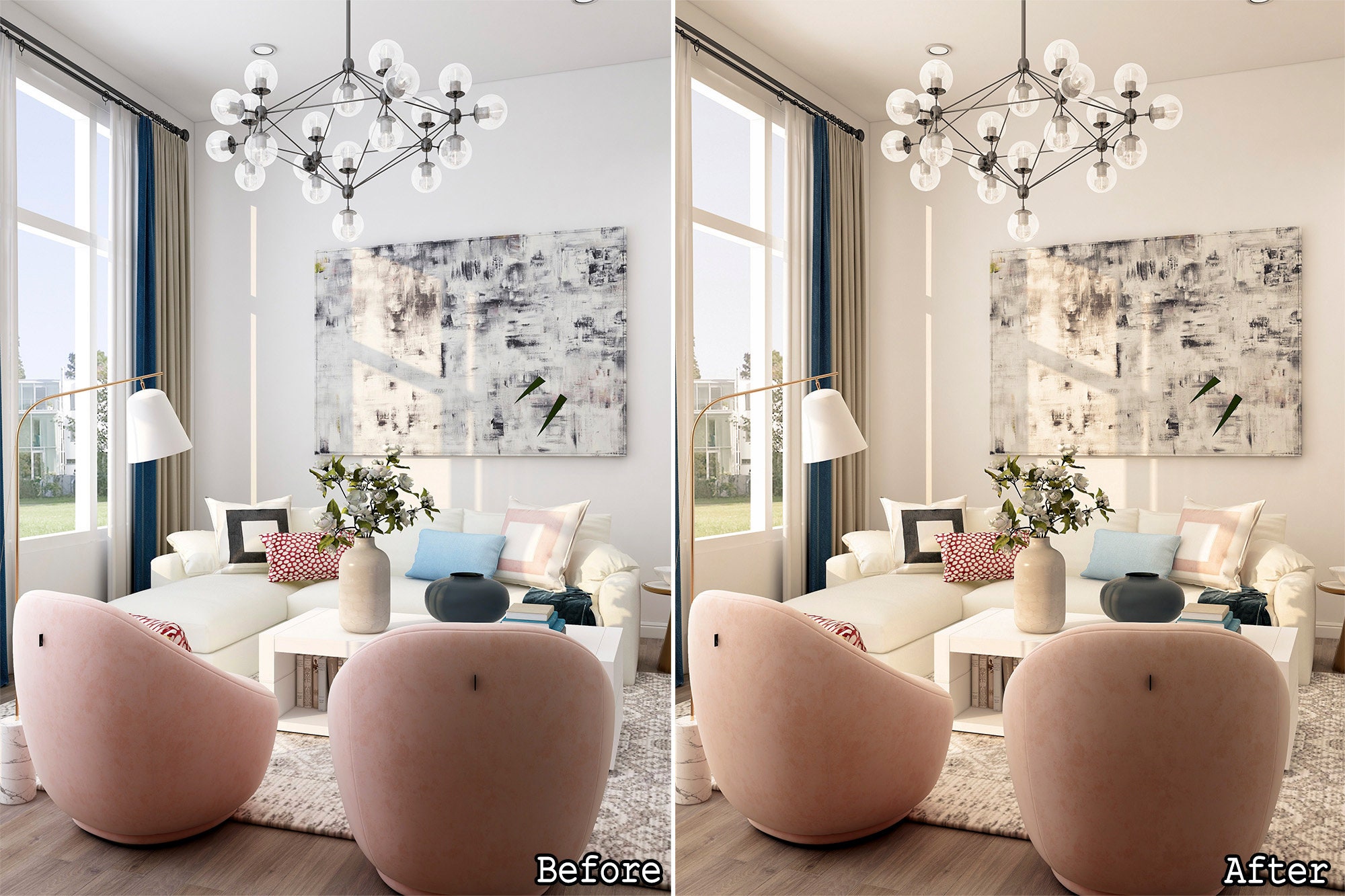 5 Clean Home Lightroom Presets, Cozy Interior Airy Warm Aesthetic Light ...